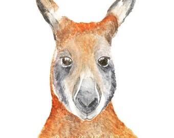 Kangaroo watercolor | Etsy