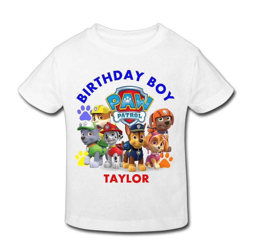 Paw Patrol Birthday T Shirt With Custom Age Personalized