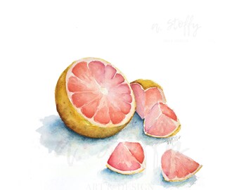 Grapefruit painting | Etsy