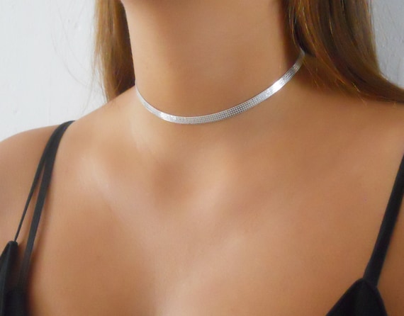 Sterling Silver Choker Sterling Silver Collar Necklace