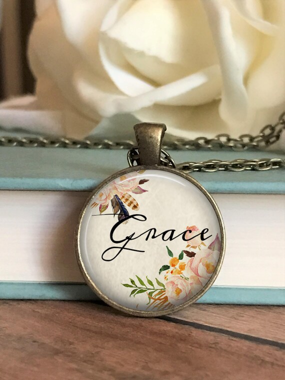 Grace Necklace Christian Necklace Pendant Necklace Bible