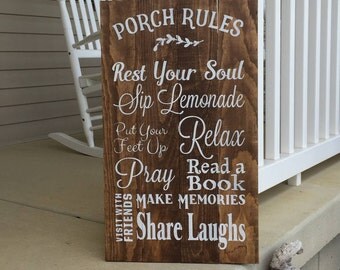 Porch rules sign | Etsy