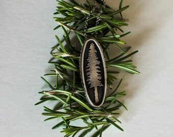 Pine tree pendant | Etsy