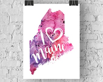 Maine heart map | Etsy
