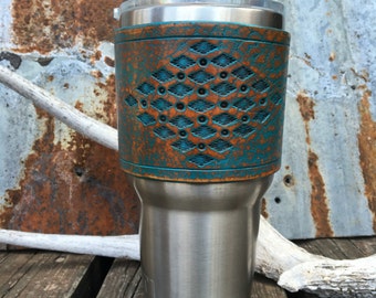 Leather cup sleeve | Etsy