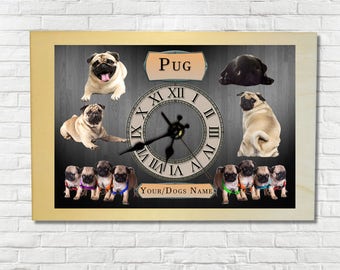 Pug clock | Etsy