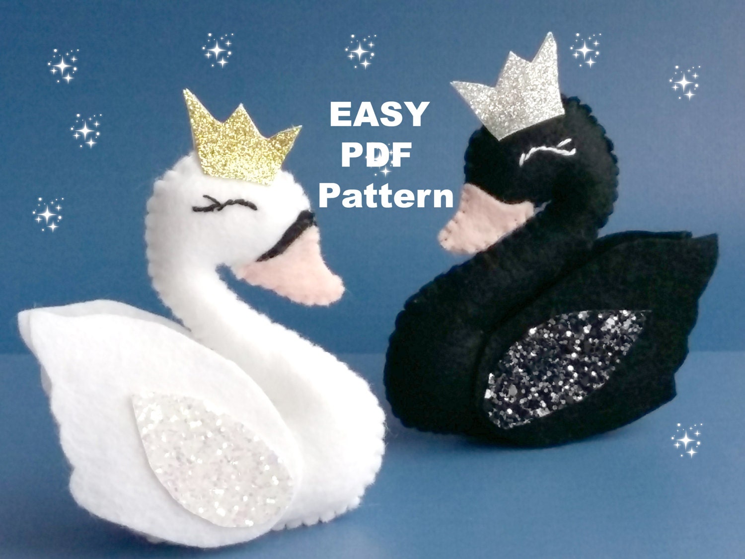 PDF Pattern Felt swan ornament Swan Hand Sewing Pattern Swan