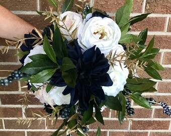 Navy silk flower | Etsy