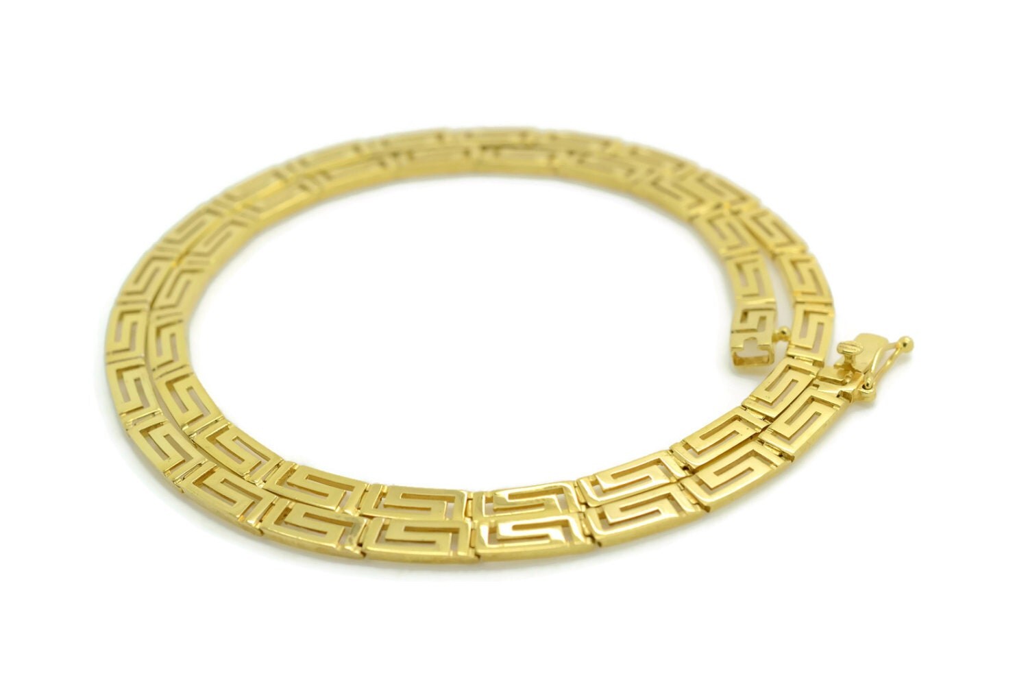 Greek Meander Necklace Gold 14K Solid Gold Necklace Greek