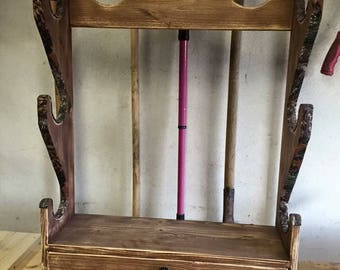 12 Gun Folding Display Rack Walnut Finish