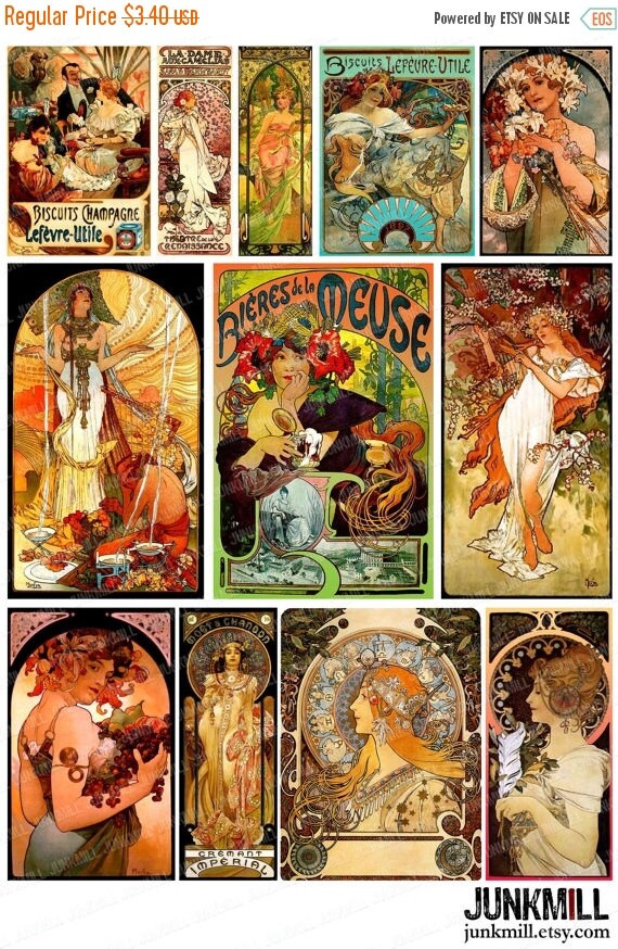 55% OFF SALE MUCHA Masterpieces Digital Printable by JUNKMILL