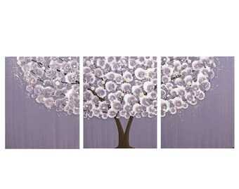 Purple tree painting | Etsy