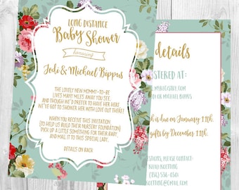 CUSTOM Baby Shower Invitation Long Distance Baby Shower
