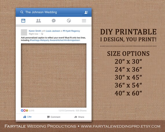 Personalized Facebook Frame Poster Board Prop for Birthdays