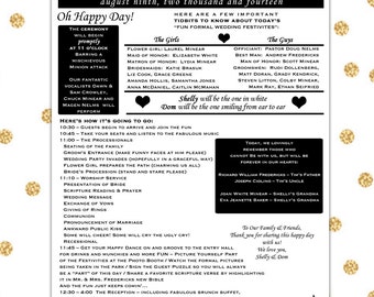 Items similar to Printable front and back Wedding Program and Thank You ...