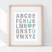 Alphabet Nursery Art I Love You Art Word Art Print Mint and