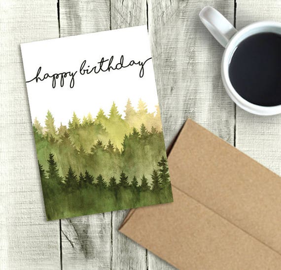 Printable Birthday Card For Him Happy Birthday Watercolor