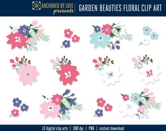 Pink Flower Clipart Spring Flowers Floral VECTOR Clip Art