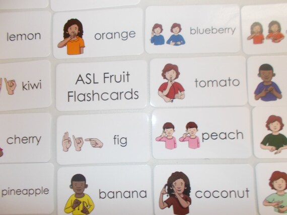 23 ASL Fruits Laminated Flashcards. Preschool by teachatdaycare