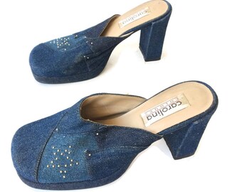 Denim platform shoes | Etsy