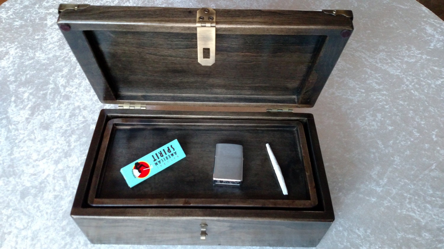 Stash Box and Rolling Tray combo wood box with lid pipe box