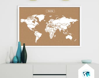 Cork world map | Etsy