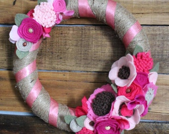 Pink spring wreath | Etsy