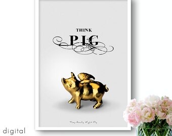 Flying pig print | Etsy
