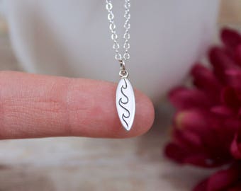 Surfer Girl Necklace Surf Board Necklace Sea Glass Necklace