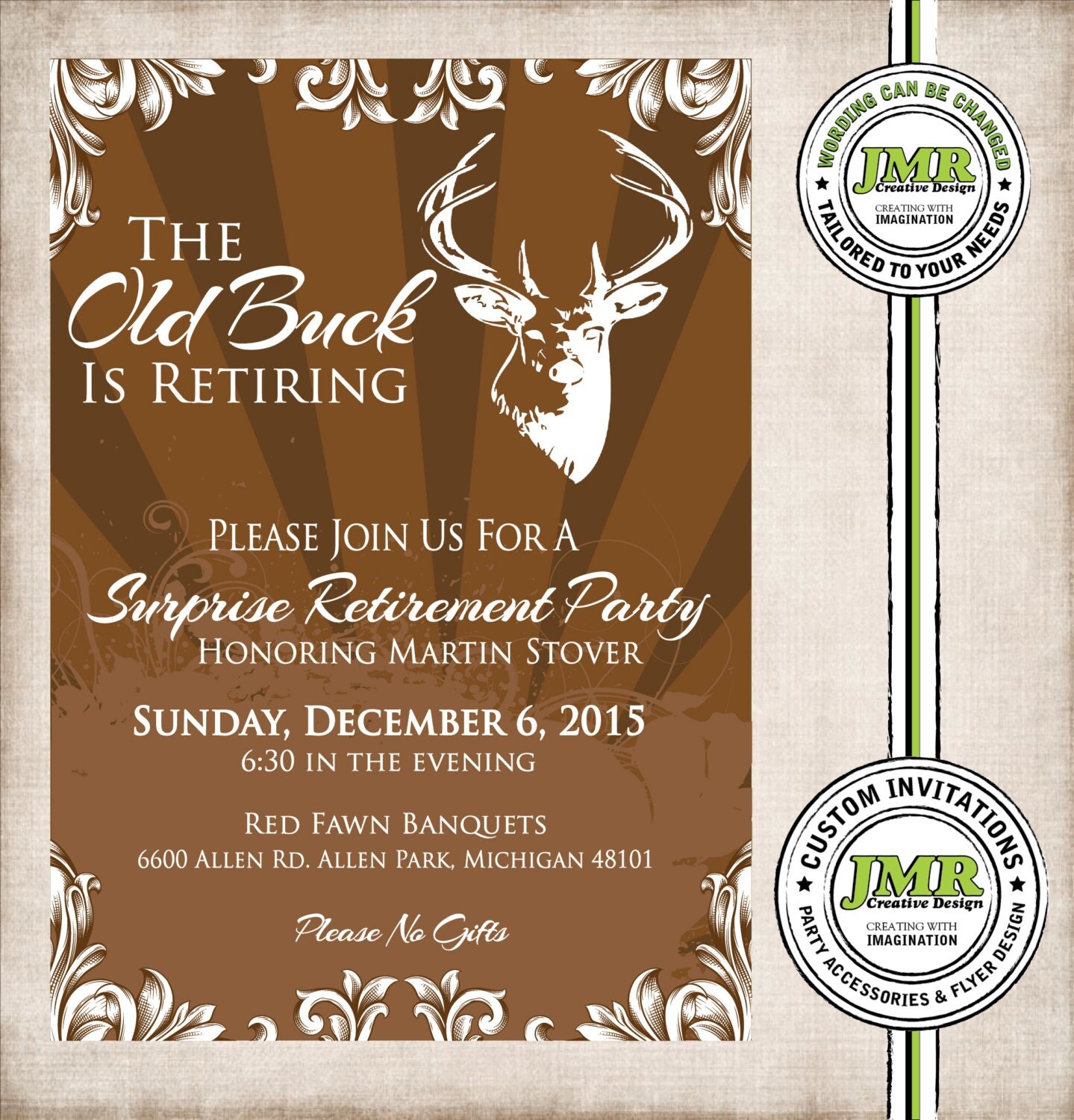 Hunting Retirement Invitation Surprise Party Hunting Theme
