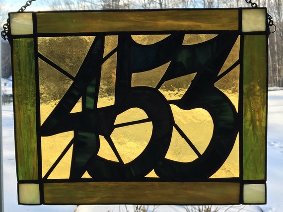 Custom made stained glass house number signs