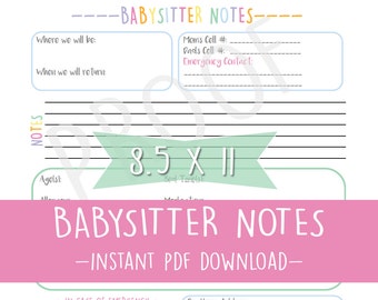 Babysitter notes | Etsy
