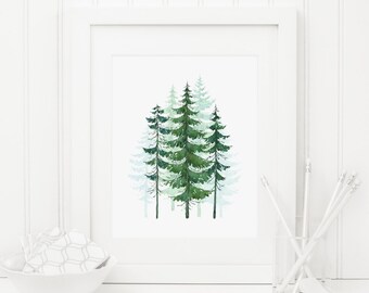 Evergreen tree print | Etsy