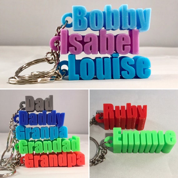 3D Printed Personalised Keyring Keychain Gifts for