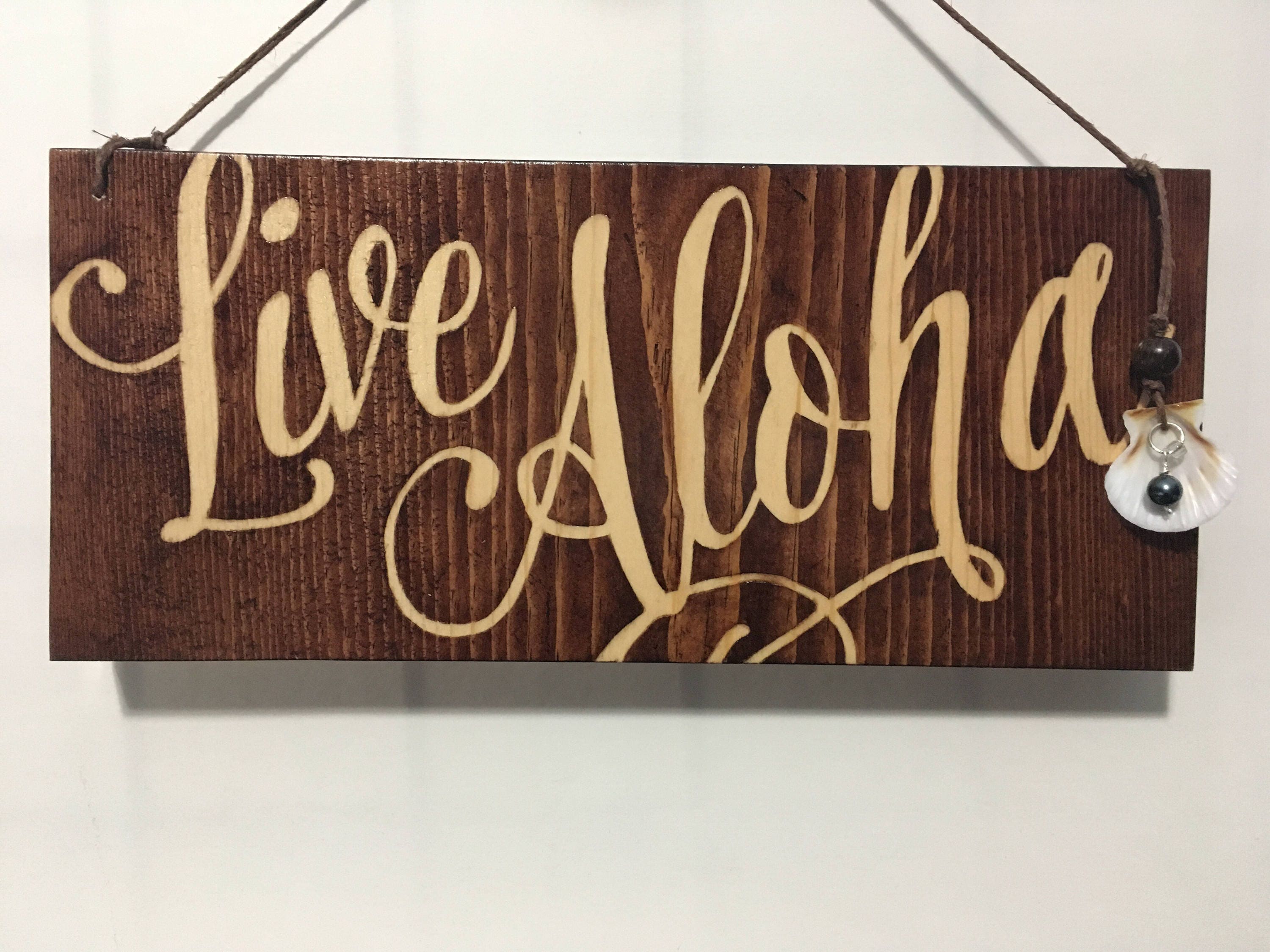 Stained Wood Aloha Signs