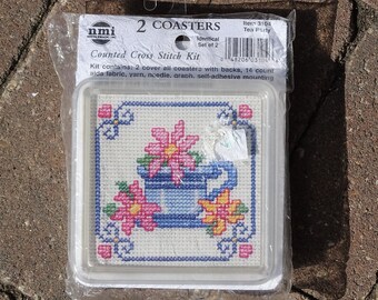 Cross stitch coaster | Etsy