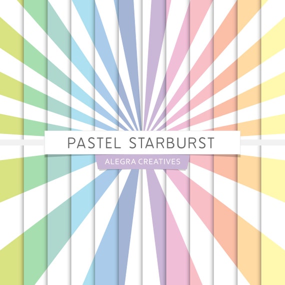 Pastel Starburst digital paper rays scrapbook by AlegraCreatives