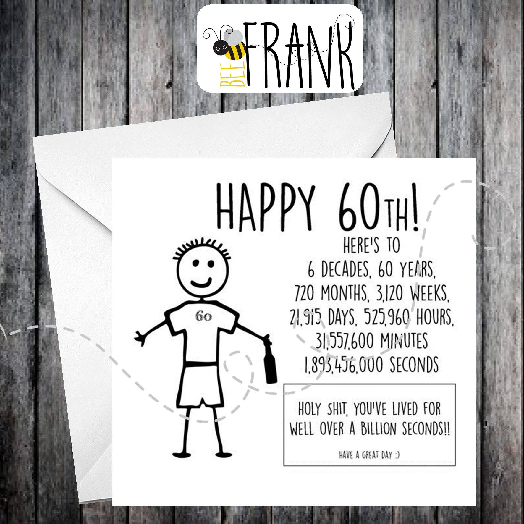 Funny rude alternative sarcastic BIRTHDAY card. 60th