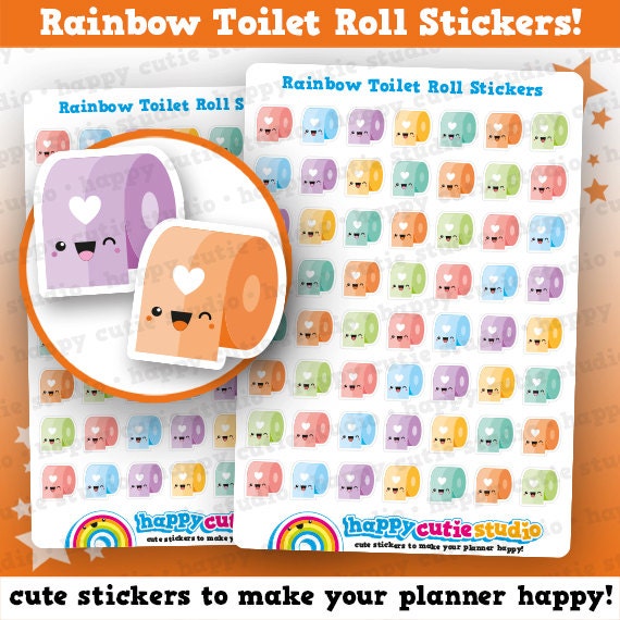 56 Cute Rainbow Toilet Roll Planner Stickers Filofax Erin