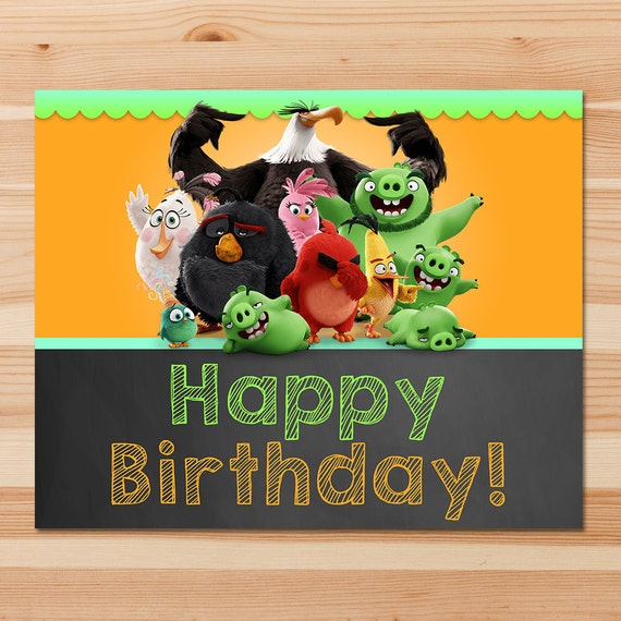 Angry Birds Happy Birthday Sign Chalkboard Angry Birds Sign