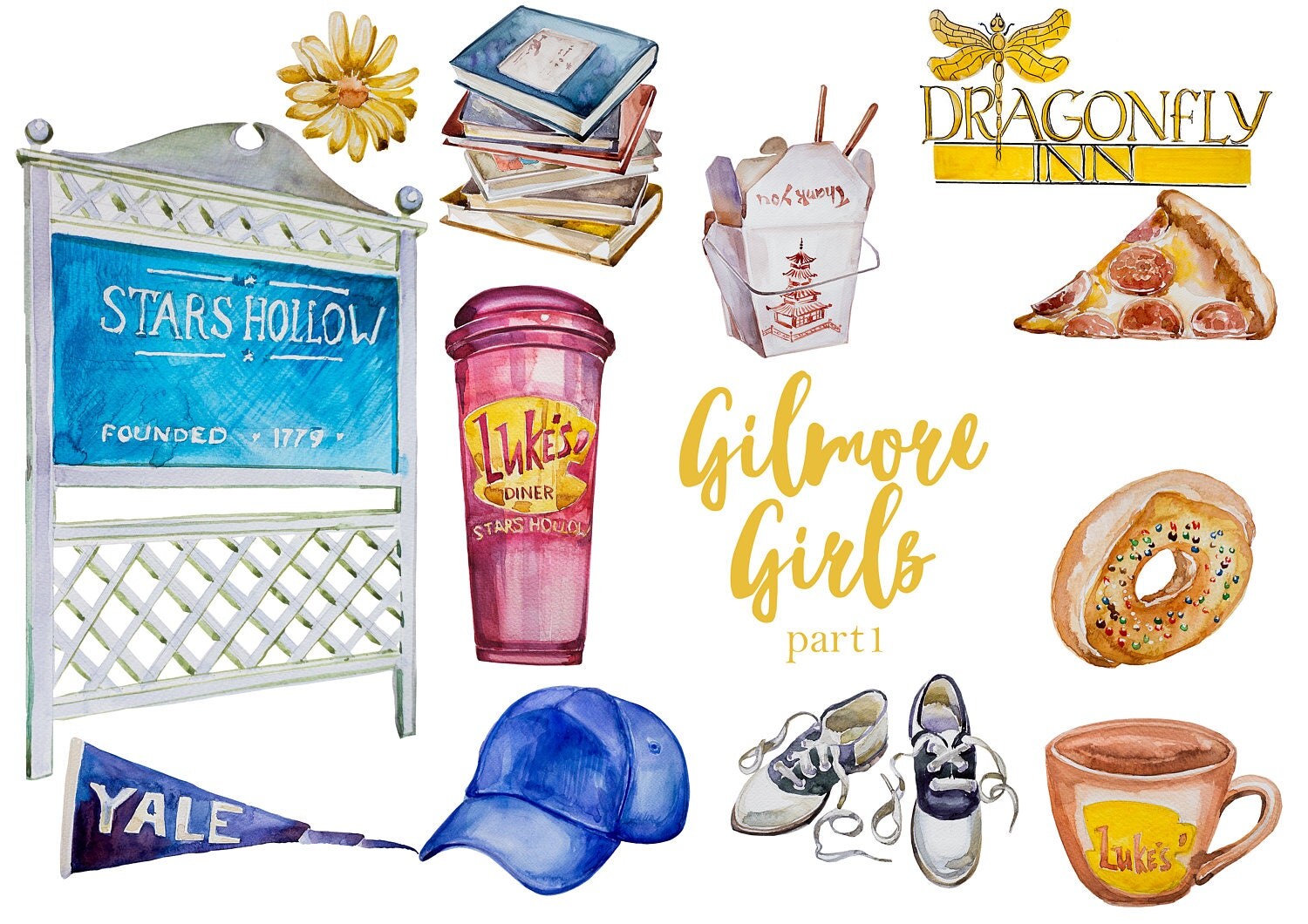 Watercolor Gilmore Girls Part1 Clipart Setlorelai And