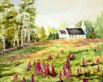 Church painting | Etsy