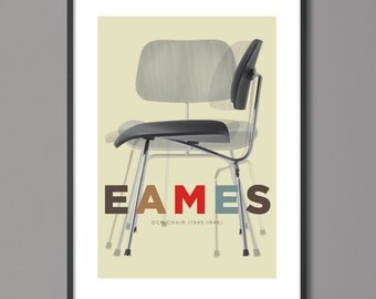 Items similar to Eames poster art print Mid Century Modern Chair ...