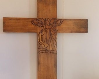 Wood burned cross | Etsy
