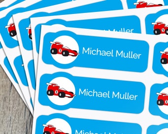 Race car name tags | Etsy