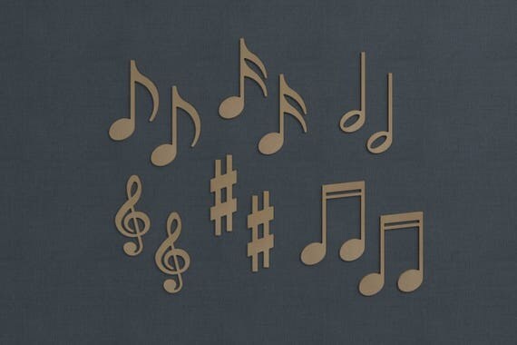 Music Note Cutouts Mini Pack 6 Wood Cutout DIY