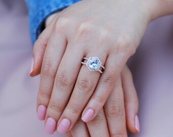 Ice blue ring | Etsy