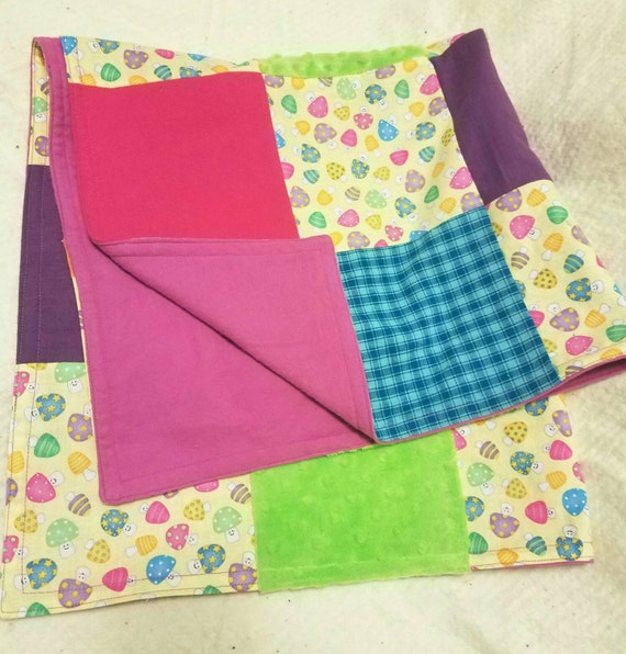 Items similar to Bright Patchwork Baby Blanket Playmat Rainbow ...