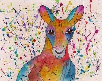 Kangaroo watercolor | Etsy