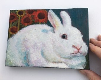 Rabbit oil painting | Etsy